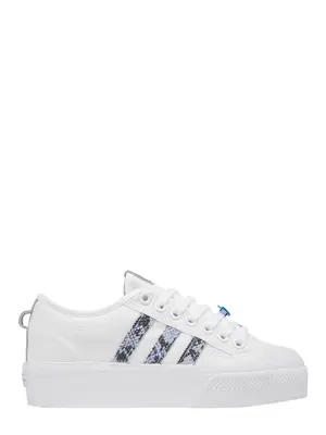 Adidas Nizza Platform Snakeskin Sneakers - White