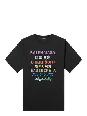 Balenciaga Languages Logo Tee /multicolor - Black