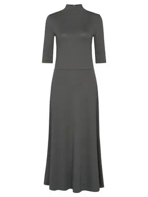 Vince Vince Elbow-Sleeve Turtleneck Midi Dress Malachite