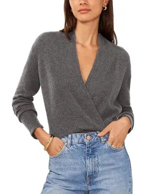 1.State Cross Front Long Sleeve Sweater Heather Grey