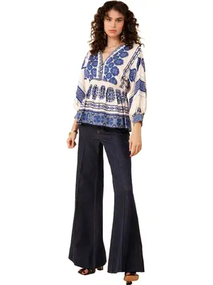Hale Bob Lou Twill Top - Blue
