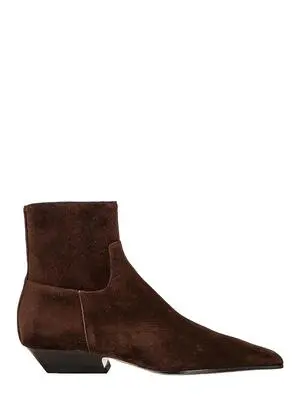 Khaite Marfa Classic Flat Ankle Boots - Coffee