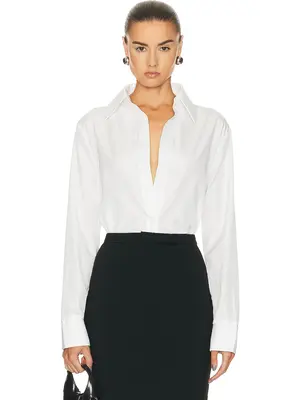 Norma Kamali Nk Shirt W/ Collar Stand - Snow White