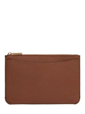 Cuyana Italian Leather System Zipper Pouch - Dark Chestnut
