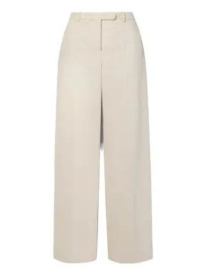 THE ROW Banew Pleated Cotton And Wool-blend Straight-leg Pants - Neutrals