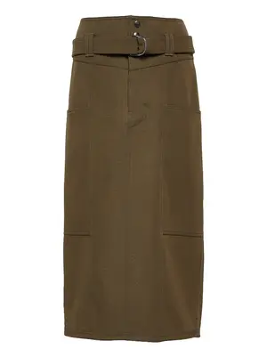 TOD'S Wool Midi Skirt - Brown