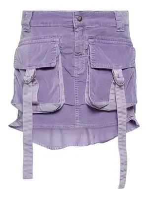 Blumarine Velvet Cargo Miniskirt - Purple