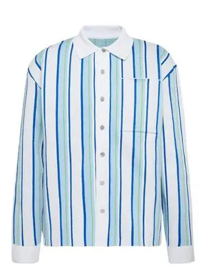 Jacquemus La Chemise Maille Polo Striped Shirt - White