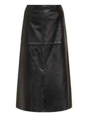 JOSEPH Sidena Leather Midi Skirt - Black