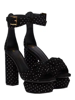 Balmain Ava Embellished Platform Sandals - Black