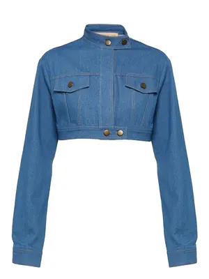 AYA MUSE Pilla Cropped Denim Jacket - Blue