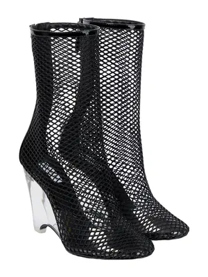 Alaïa La Cage Mesh And Pu Wedge Ankle Boots - Black