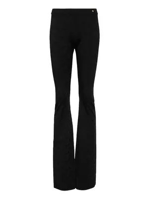 Versace Greca Intarsia High-rise Flared Pants - Black