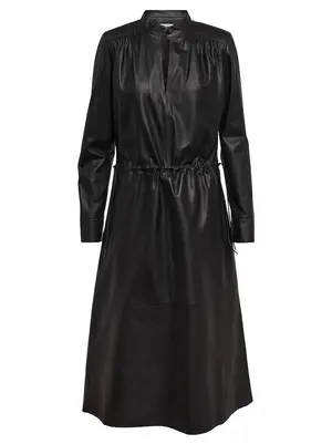 YVES SALOMON Leather Midi Dress - Black