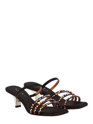 Marni Melrose Crystal-embellished Satin Mules - Black