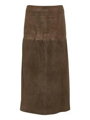 JOSEPH Sacha Suede Midi Skirt - Brown