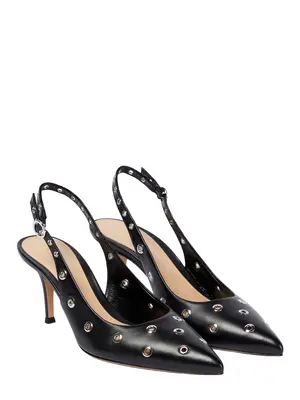 GIANVITO ROSSI Lydia Studded Leather Slingback Pumps - Black