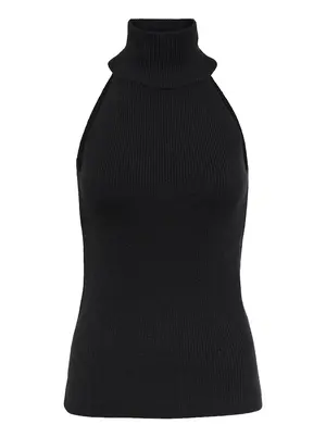 LISA YANG Freya Turtleneck Cashmere Tank Top - Black