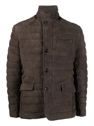 MOORER Padded Leather Jacket