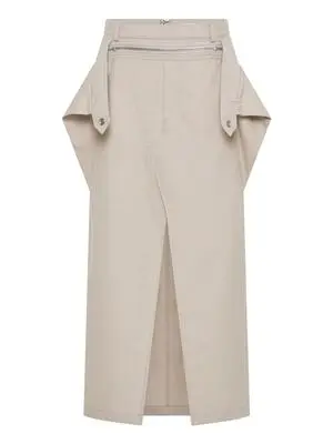 DION LEE Wool Midi Skirt With Zip Detail - Neutrals