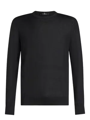 Etro Logo-embroidered Crew-neck Jumper - Black