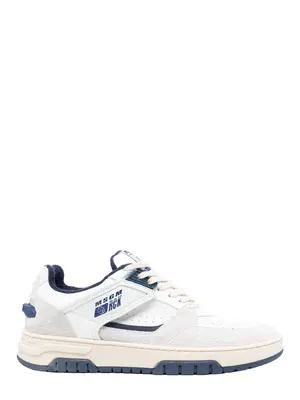 MSGM Colour-block Panelled Leather Sneakers - White