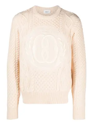 Bally Intarsia-knit Logo Wool Jumper - Neutrals