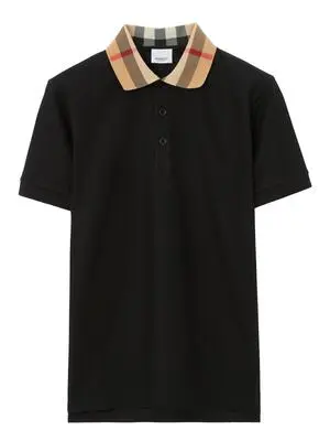 BURBERRY Checked-collar Cotton Polo Shirt