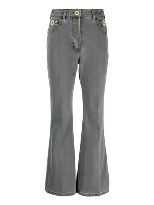Patou Logo-embroidered Flared Jeans - Grey
