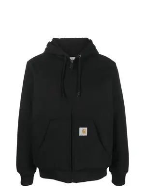 Carhartt Work In Progress Logo-patch Cotton Hooded Jacket - Black