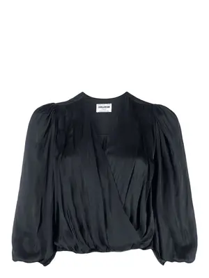 Zadig&Voltaire V-neck Draped Satin Blouse - Black