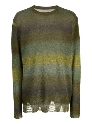 SONG FOR THE MUTE Striped Crew-neck Jumper - Green