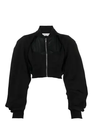 ALESSANDRO VIGILANTE Cut-out Cropped Bomber Jacket - Black