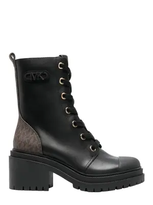 Michael Kors Hanley 75mm Leather Combat Boots - Black