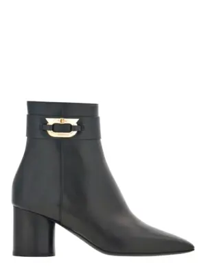 SALVATORE FERRAGAMO Ferragamo Gancini 60mm Leather Ankle Boots