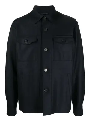 Harris Wharf London Button-up Virgin-wool Shirt Jacket - Blue