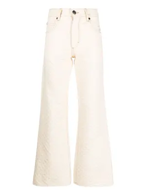 CHARLES JEFFREY Golden Jacquard Wide-leg Jeans - Neutrals