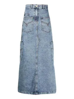 MOSCHINO MOSCHINO JEANS Light Blue Cotton Denim Midi Skirt