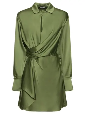 Simkhai SIMKHAI Talit Draped Satin Mini Dress Olive Green