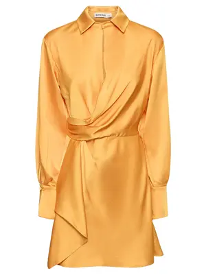 Simkhai SIMKHAI Talit Draped Satin Mini Dress Yellow