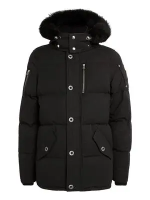 Moose Knuckles Shearling-collar Puffer Jacket - Black