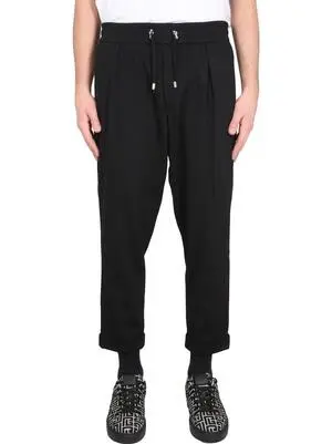 Balmain Wool Blend Trousers - Black