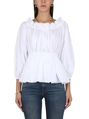 Alexander McQueen Cotton Poplin Top - White