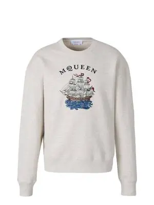Alexander McQueen Embroidered Crewneck Sweatshirt - Beige