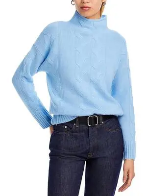 Bloomingdale'S C By Bloomingdale's Exclusive Mock Neck Cable Cashmere Sweater Cloud