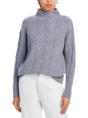 Bloomingdale'S C Exclusive Mock Neck Cable Cashmere Sweater - Medium Grey