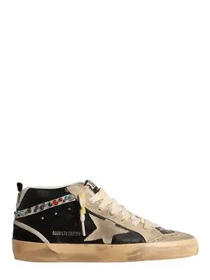GOLDEN GOOSE Mid Star Embellished Mid Top Sneakers - Black Beige
