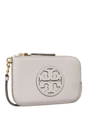 Tory Burch Tory Burch Miller Leather Wristlet Bay Gray