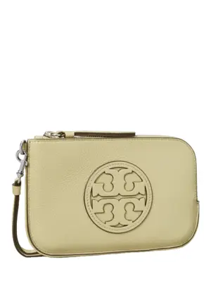Tory Burch Tory Burch Miller Leather Wristlet Olive Sprig