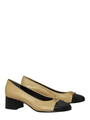 Tory Burch Cap-toe Pump - Ginger Shortbread/perfect Black